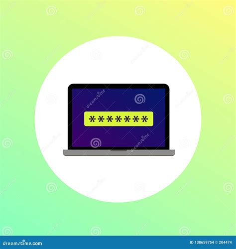 Notebook With Password Form Notification Illustration Flat Style Icon