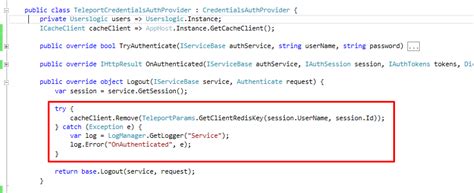 session timeout and logout event authentication servicestack