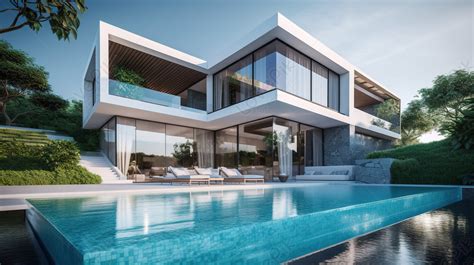 수영장이 있는 3d 렌더링 빌라의 아름다움에 푹 빠져보세요 3d 건물 배경 건축학 배경 현대 건축 배경 이미지 Hd 3d 건물 건축학 현대 건축 배경 사진 무료
