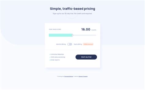 Frontend Mentor Interactive Pricing Component With React Coding Challenge Solution