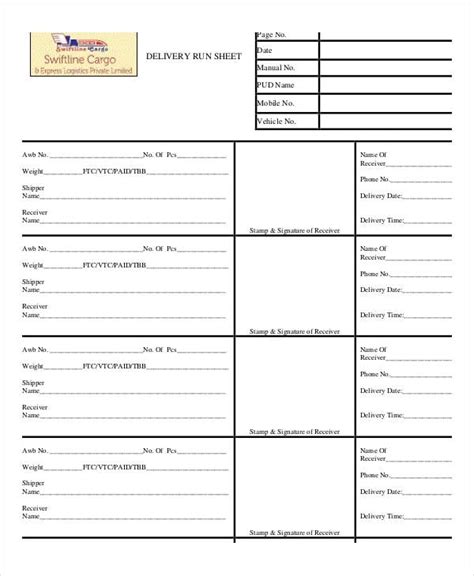 Run Sheet Template Free Sample Example Format