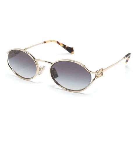 Miu Miu Темно синие металлические солнцезащитные очки для женщин купить в интернет магазине с