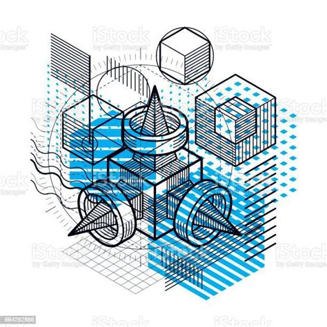 선 및 모양 추상적인 벡터 아이소메트릭 3d 배경입니다 큐브 육각형 사각형 사각형 및 다른 추상 요소 레이아웃 0명에 대한 스톡 벡터 아트 및 기타 이미지 Istock