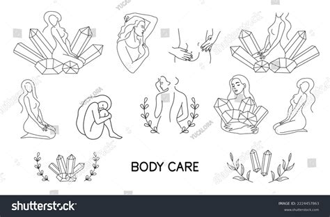Set Girls Poses Elements Design Naked Stock Vector Royalty Free Shutterstock