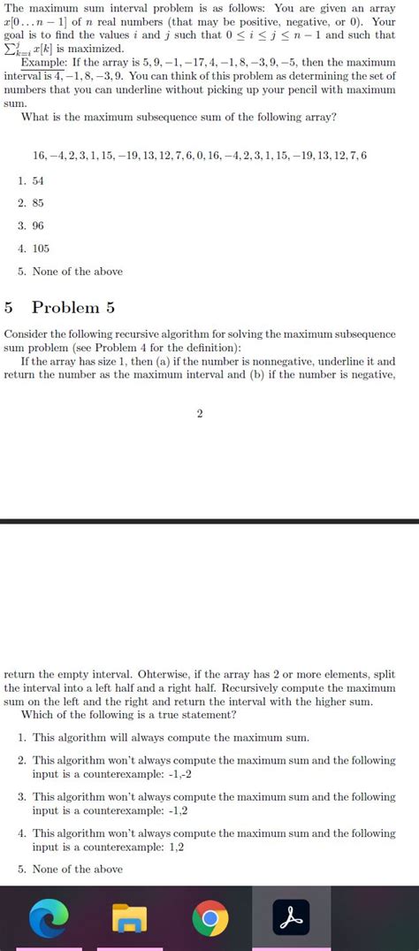 Solved The Maximum Sum Interval Problem Is As Follows You