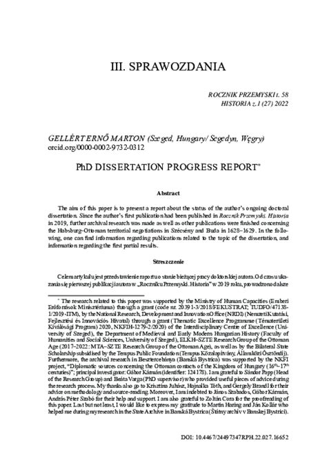 Pdf Phd Dissertation Progress Report