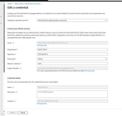 Azure Federated Credentials Setup For Github Actions