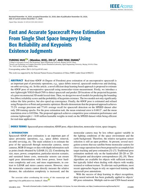 Pdf Fast And Accurate Spacecraft Pose Estimation From Single Shot