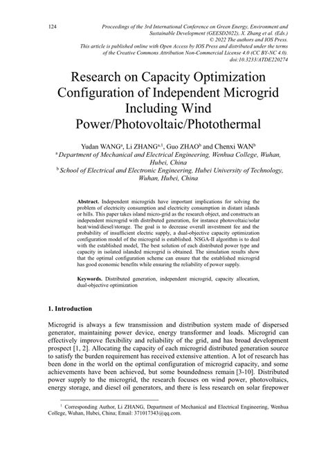 Pdf Research On Capacity Optimization Configuration Of Independent Microgrid Including Wind