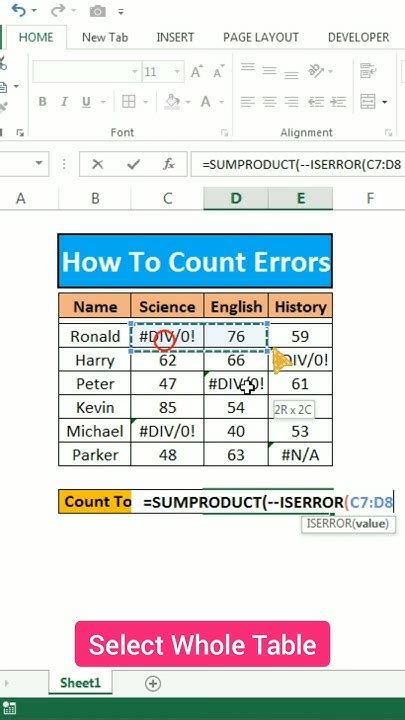 How To Count Errors In Excel Youtube
