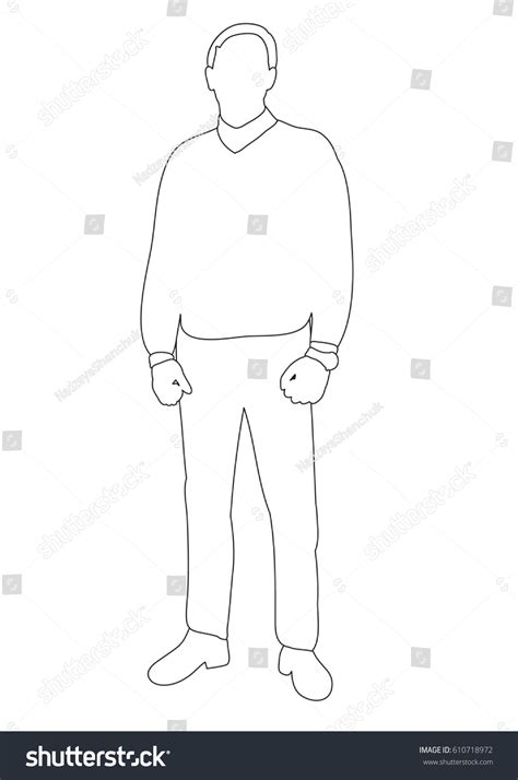 Vector Outlines Man Standing Sketch Stock Vector Royalty Free 610718972 Shutterstock