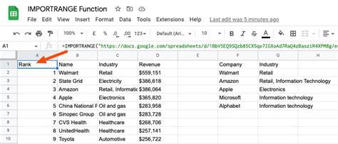 IMPORT RANGE Function in Google Sheets