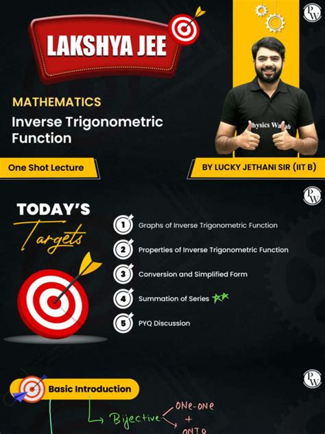 Inverse Trigonometric Functions Class Notes Class 12th Jee One Shot