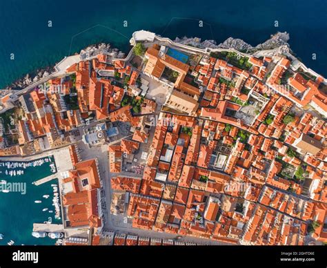 Dubrovnik Croatia Aerial View Of The Old Town With Rooftops And