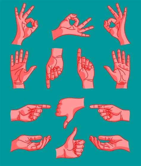 Premium Vector Flat Illustration Of Hands Gesturing Up Down Ok Stop Take Left Right
