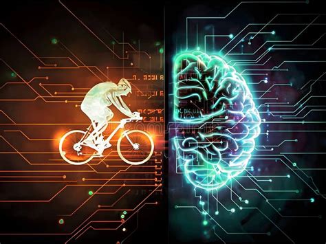 Abstract Brain Split Into Two Halves One Side Athletic Motion The Other Side Neural Network