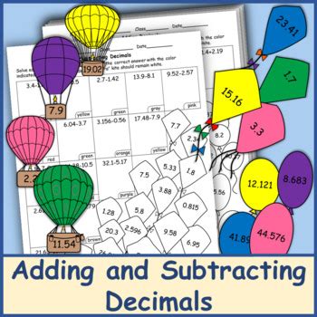 Adding And Subtracting Decimals Color By Number By Math Is Easy TpT