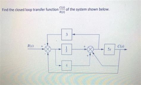 solved find the closed loop transfer function r s c s of