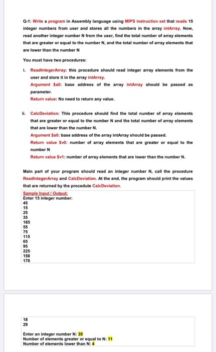 solved q 1 write a program in assembly language using mips