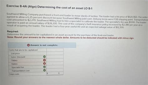 Exercise 8 4a Algo Determining The Cost Of An Asset
