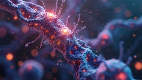 3d Render Of Cellular Structure With Spherical Particles In Blue Purple And Orange Microscopic