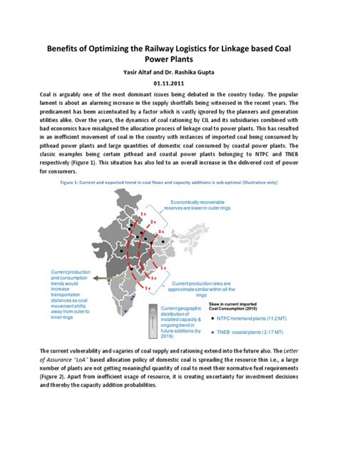 Optimization Of Railway Logistics For Coal Based Tpps Pdf Coal