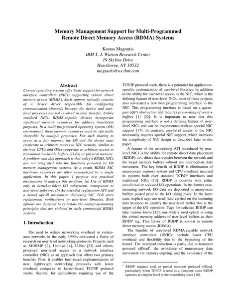 Pdf Memory Management Support For Multi Programmed Remote Direct