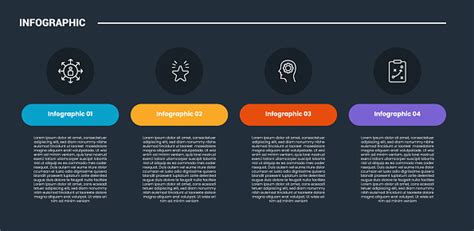 Process Stages Workflow Infographic Dark Outline For Slide Presentation With Open Table With