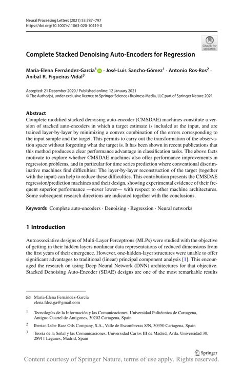 Complete Stacked Denoising Auto Encoders For Regression Request Pdf