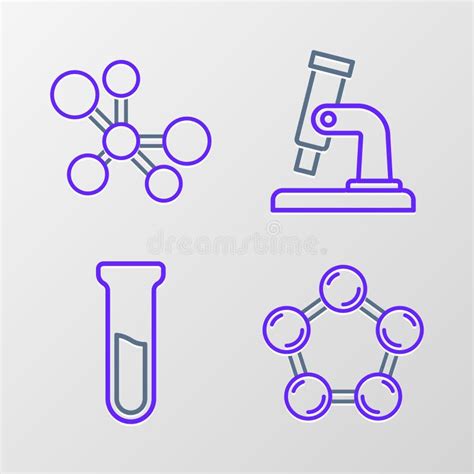 Set Line Molecule Test Tube And Flask Microscope And Icon Vector Stock Vector Illustration