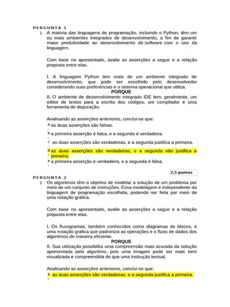 Semana 1 Atividade Avaliativa Algoritmos E Programação De