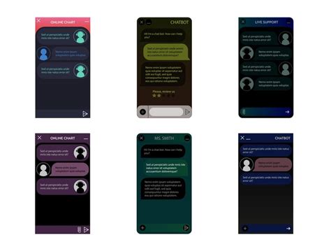 Premium Vector Chatbot Windows Set Dark Night Mode User Interface