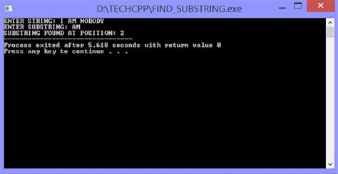C Program To Find Substring In A Given String Devcppgcc Techcpp