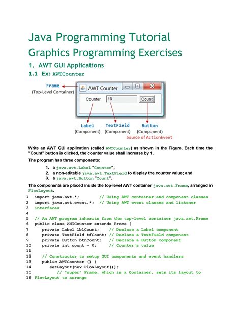 Java Programming Tutorial Java Programming Tutorial Graphics Programming Exercises AWT