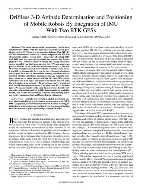 Pdf Driftless 3 D Attitude Determination And Positioning Of Mobile Robots By Integration Of