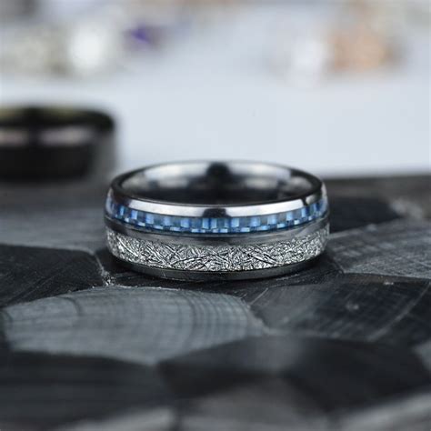 Meteorite And Carbon Fiber Tungsten Carbide Rings Giliarto