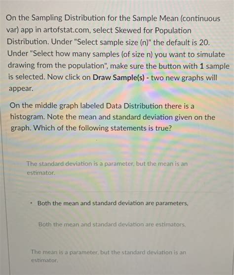 Solved On The Sampling Distribution For The Sample Mean