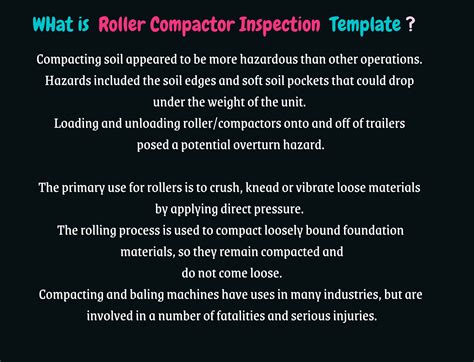 Roller Compactor Inspection Checklist Health And Safety Machinery