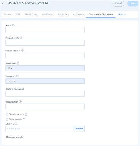 web content filter plugin configuration