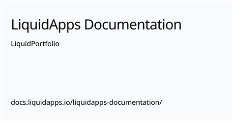 Liquidportfolio Liquidapps Documentation