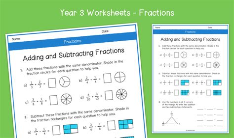 Year 3 Adding And Subtracting Fractions Worksheets Ks2 Fractions
