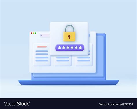 3d Password Security Access Website Notice Vector Image