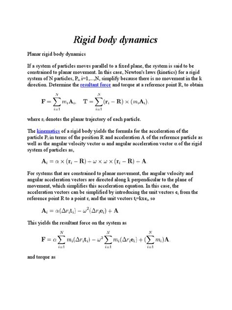 rigid body dynamics pdf rotation rotation around a fixed axis