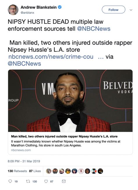 Nipsey Hussle Grammy Nominated Rapper Shot Dead In Los Angeles The
