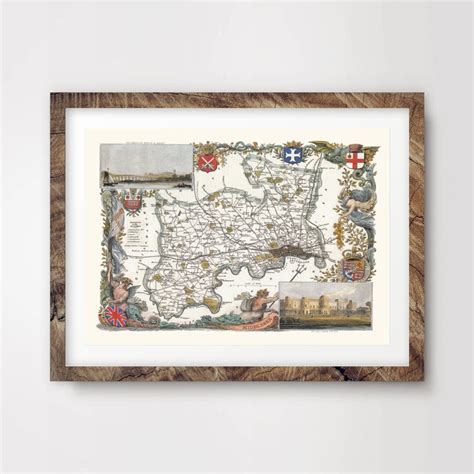 Middlesex County Map Art Print British Britain Uk Antique Vintage