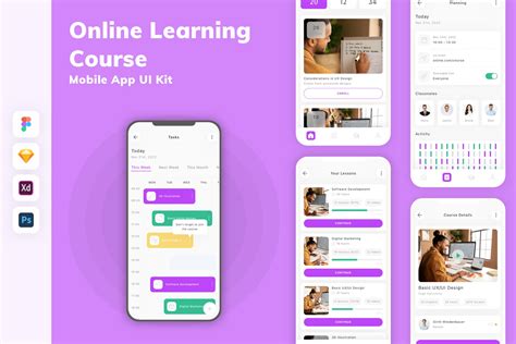 Online Learning Course App Ui Kit Ui Kits And Libraries ~ Creative Market