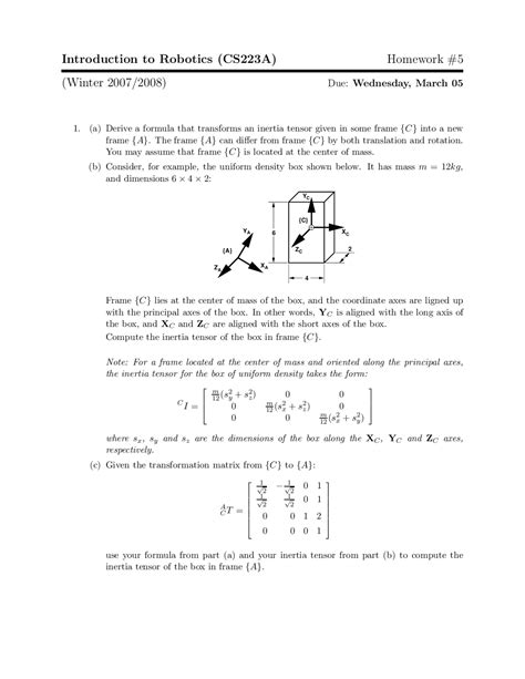 introduction to robotics assignments 2007 2008 5 docsity