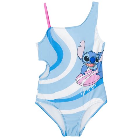 Disney Girls Upf 50 One Piece Bathing Suit White Blue 6