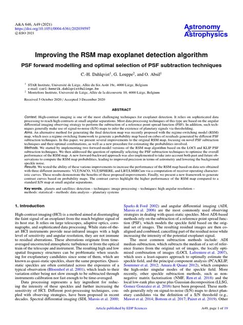 improving the rsm map exoplanet detection algorithm psf forward