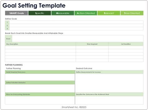 Goal Setting Worksheet Template Excel